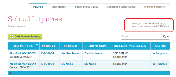 HTML Widget for Admissions Inquiry - QuickSchools Blog