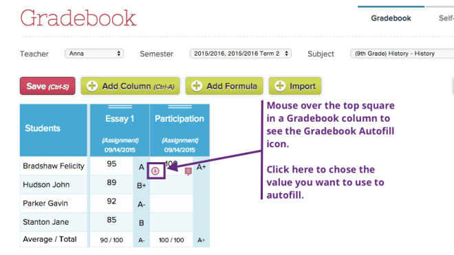 New Feature - Gradebook Autofill - QuickSchools Blog